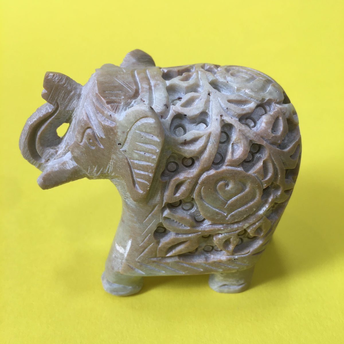 SOAPSTONE ELEPHANT FIGURE Figurine ORNAMENT Statue HAND CARVED – We Are ...