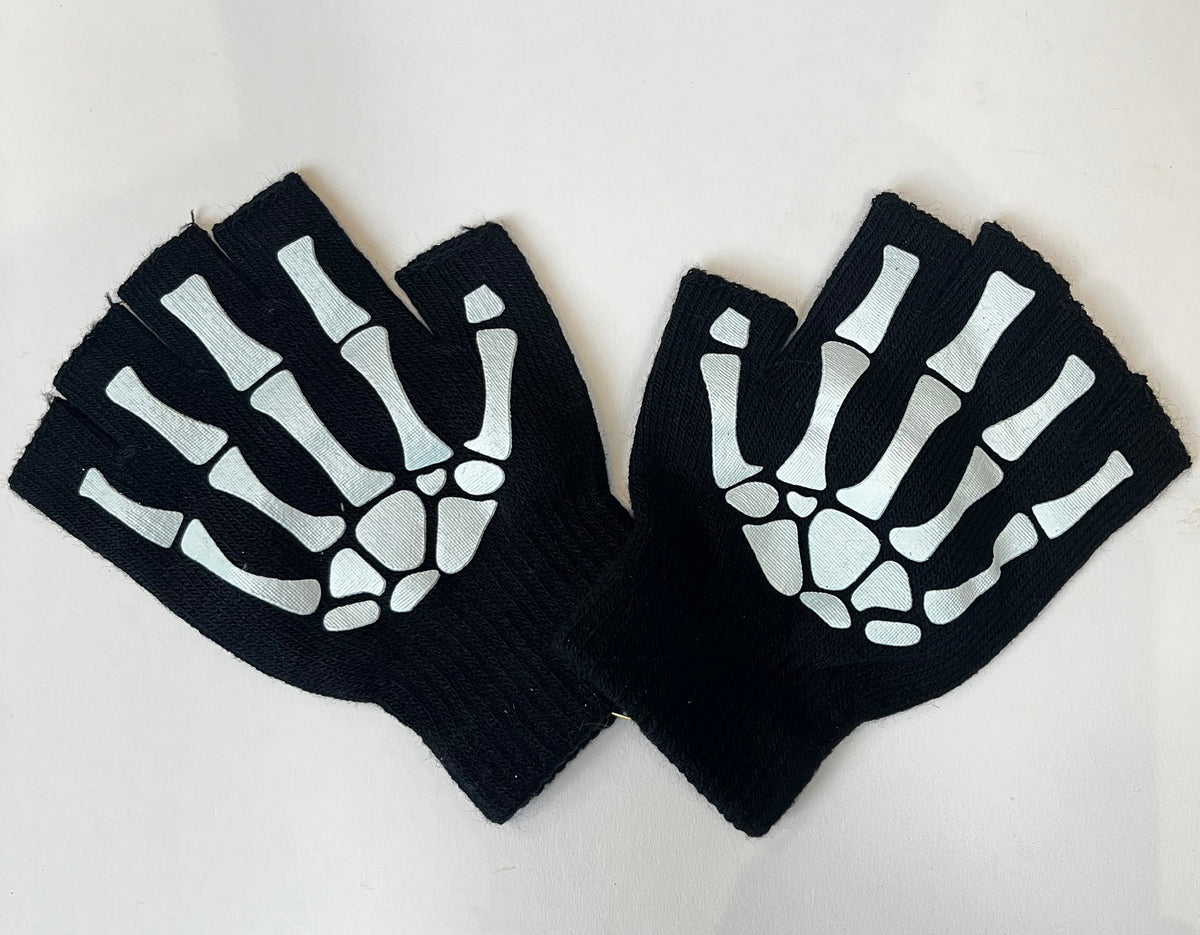 GOTHIC PUNK KNITTED FINGERLESS GLOVES Skeleton Hands EMO GRUNGE – We ...