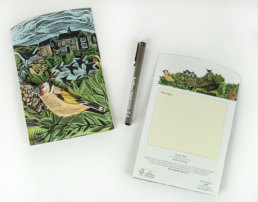 ANGELA HARDING GREETING CARDS Garden Birds 3D CONCERTINA CARD BIRDS ...