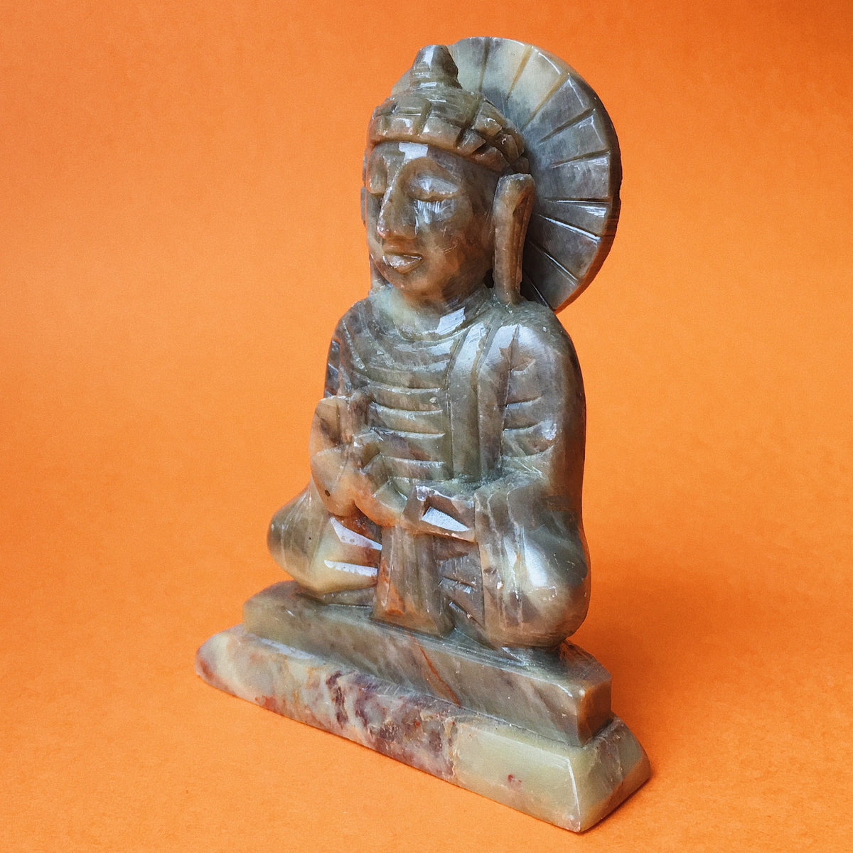 SOAPSTONE BUDDHA FIGURE Figurine ORNAMENT Statue BUDDHISM MEDITATION ...